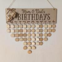 China Family Birthday Board DIY Wooden Calendar Wall Hanging Birthday Reminder Plaque with 100 Wooden Tags Great Gift for Mom Grandma for sale