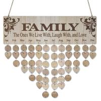 China Family Birthday Board DIY Wooden Calendar Wall Hanging Birthday Reminder Plaque with 100 Wooden Tags Great Gift for Mom Grandma for sale
