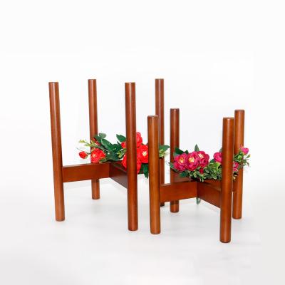 China Natural Wooden Plant Stand with Walnut stained color Beech wooden  Planter 8