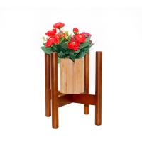 China Natural Wooden Plant Stand with Walnut stained color Beech wooden  Planter 8