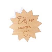 China Hot Sale Newborn Wood Baby Birth Monthly Milestone Recording Markers Cards Wooden Engraved Photo Props Milestone Cards for sale