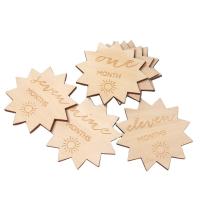 China Hot Sale Newborn Wood Baby Birth Monthly Milestone Recording Markers Cards Wooden Engraved Photo Props Milestone Cards for sale