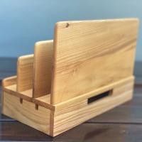 China Desk Organizer Gift for men Personalized Wooden Tablet stand Multi Device Organizer for Smartphones Ultimate device storage for sale