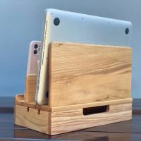 China Desk Organizer Gift for men Personalized Wooden Tablet stand Multi Device Organizer for Smartphones Ultimate device storage for sale