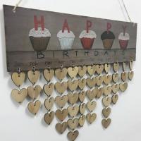 China Family Birthday Calendar Board DIY Wooden Birthday Reminder Wall Hanging Calendar Plaque for Mom Dad with 100 Piece Wooden Discs for sale