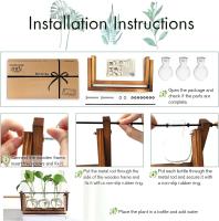 China Desktop Glass Planter Plant Terrarium with Retro Solid Wooden Stand and Metal Swivel Holder for Home Office Decorations for sale
