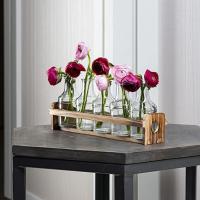 China Glass Flower Vase with Wooden Holder Vases for Flowers for sale