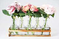 China Glass Flower Vase with Wooden Holder Vases for Flowers for sale
