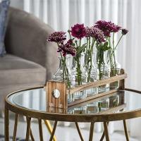 China Glass Flower Vase with Wooden Holder Vases for Flowers for sale