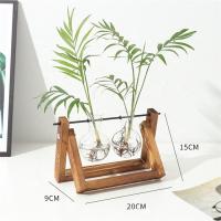 China Wholesale Plant Terrarium with Wooden Stand Bulb Glass Vase Retro Tabletop for Hydroponics Home Garden Office Decoration for sale