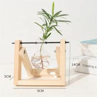 China Wholesale Plant Terrarium with Wooden Stand Bulb Glass Vase Retro Tabletop for Hydroponics Home Garden Office Decoration for sale