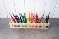 China Montessori wood pencil holder crayon holder color sorting adult coloring  wood desc organizer artist pencil organizer for sale