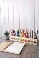 China Montessori wood pencil holder crayon holder color sorting adult coloring  wood desc organizer artist pencil organizer for sale