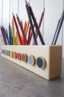 China Montessori wood pencil holder crayon holder color sorting adult coloring  wood desc organizer artist pencil organizer for sale