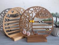 China Personalized Wood Jewelry Organizer Earring Holder Wooden Jewelry Storage  Gift for any woman  Jewelry Stand for sale
