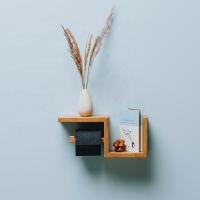 China Wooden Toilet Paper Holder with Wall Shelf for WC Roll Easy Storage Natural Wood Oak Material for sale