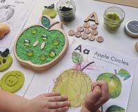 China Wood Tinker Sensory Sorting Tray Homeschool Lesson Play Board Plate Spring Toy Montessori Seed Nature Fruit Lifecycle for sale