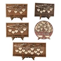 China Family Tree Personalized Christmas Wooden Gift Family Names Gift Hanging Hearts for sale