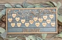 China Family Tree Personalized Christmas Wooden Gift Family Names Gift Hanging Hearts for sale