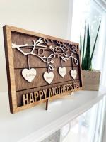 China Family Tree Personalized Christmas Wooden Gift Family Names Gift Hanging Hearts for sale
