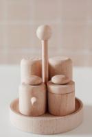 China Wooden Salt and Pepper Shakers Set for Play Kitchen for sale