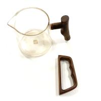 China Multiple Wooden Coffee Cup Handle Glass Mug with Handle in walnut color for sale
