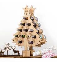 China Christmas Advent Calendar Wooden Christmas Tree Bottle Holder Beer Rack Countdown  Tree Wine Bottle Rack for sale