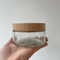 China Cosmetic Jar with wood Lid 5g 10g 15g 20g 30g 50g 100g Cream Glass jar with Acacia wooden  Cap for sale