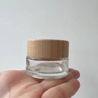 China Cosmetic Jar with wood Lid 5g 10g 15g 20g 30g 50g 100g Cream Glass jar with Acacia wooden  Cap for sale