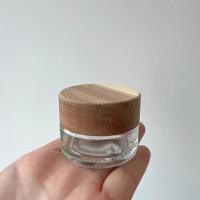 China Cosmetic Jar with wood Lid 5g 10g 15g 20g 30g 50g 100g Cream Glass jar with Acacia wooden  Cap for sale