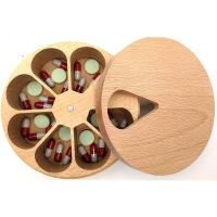 China Wood Daily Weekly Vitamin Medicine Pill Organizer Case Box,Kitchen Salt Spice Cellar Containers,Storage Box for sale