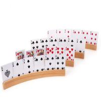 China Wood Curved Playing Card Holder Racks Tray Set of 4 for Kids Seniors Adults - 13.4inch with Widen Base Stable Enough for for Bri for sale