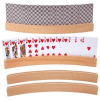 China Wood Curved Playing Card Holder Racks Tray Set of 4 for Kids Seniors Adults - 13.4inch with Widen Base Stable Enough for for Bri for sale