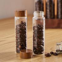 China Coffee bean sorting test tube glass Walnut display rack single tube storage storage coffee set sealed Jar Smell bottle for sale