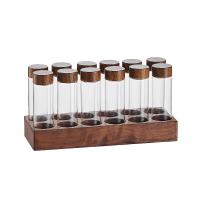 China Coffee bean sorting test tube glass Walnut display rack single tube storage storage coffee set sealed Jar Smell bottle for sale