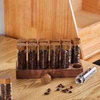 China Coffee bean sorting test tube glass Walnut display rack single tube storage storage coffee set sealed Jar Smell bottle for sale