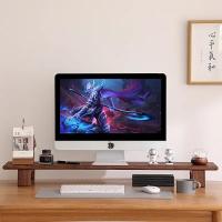 China Walnut Laptop Monitor Stand Adjustable Riser Wooden Desktop Shelf for Computer Laptop Printer TV Cellphone Stand for sale