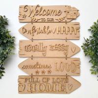 China Blank Craft Kit Laser Cut Wooden MDF Direction Sign Theme Room Sign Caravan Sign for sale