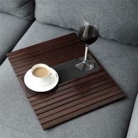 China Hot Selling Portable Sofa Table Tray Bamboo Couch Arm Sofa Tray Armrest Tray With Anti Slip Pad for sale