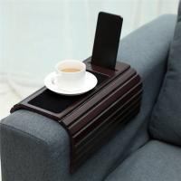 China Hot Selling Portable Sofa Table Tray Bamboo Couch Arm Sofa Tray Armrest Tray With Anti Slip Pad for sale