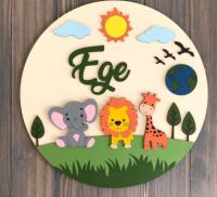 China Name Sign Kids Room Door Decor Safari Animal Nursery Wall Light Nursery Lighting Kids Room Decor Lamp Room Lamp for Kids for sale