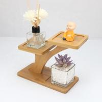 China Customize Bamboo Shelves 3-Layer Wooden Layered Tray Table Multifunctional Wood Storage Rack for Home and Office for sale