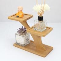 China Customize Bamboo Shelves 3-Layer Wooden Layered Tray Table Multifunctional Wood Storage Rack for Home and Office for sale