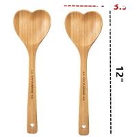 China Bamboo heart shaped salad spoon  wooden serving spoon for sale