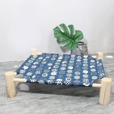 China Cat and Dog Hammock Bed Wooden Cat Hammock Elevated Cooling Bed Detachable Portable Indoor Outdoor Pet Bed Suitable for Cats for sale