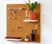 China Pegboard 48x48 cm - wooden  Wall Shelf - Decorative and Practical Storage - Mustard Yellow for sale