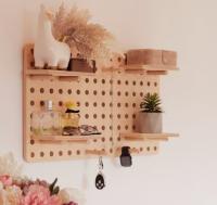 China Wooden Pegboard Shelf - living room or bedroom shelf - floating and design wall shelf for sale