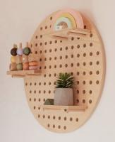 China Wooden Pegboard Shelf - living room or bedroom shelf - floating and design wall shelf for sale