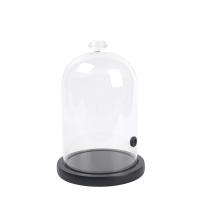 China Glass Dome with Wooden Base Glass for candle   Mini Cake Stand Glass Display Dome for sale