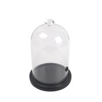 China Glass Dome with Wooden Base Glass for candle   Mini Cake Stand Glass Display Dome for sale